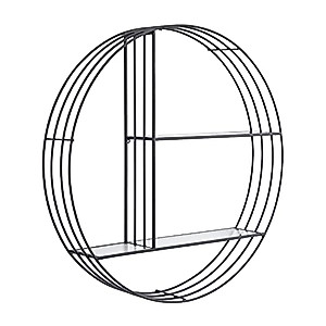 CosmoLiving by Cosmopolitan Metal Round 2 Shelves Wall Shelf, 32" x 6" x 32", Black