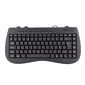 Dilwe Compact Gaming Office Keyboard, 87 Key Wired Mini USB Interface Desktop Computer Mute Ultra Thin Keyboard Multimedia Keyboard Quiet Clicks(Arabic)