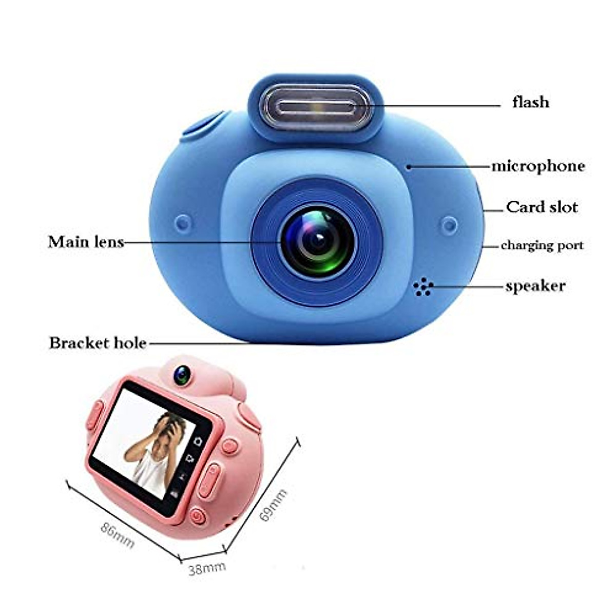 LKYBOA Children's Digital Camera - Baby Can Take Pictures Photography Male and Female Birthday Gift (Color : A)
