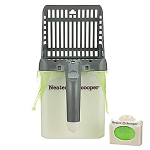 Neater Pet Brands - Neater Scooper Cat Litter Sifter - Bulk Pack Value Bundle Includes 195 Refill Bags - Mess Free Cat Litter Scoop to Bag Waste Bin System with Extra Waste Bags (Grey)