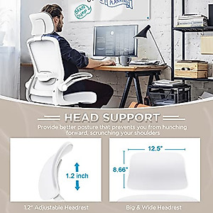 Mimoglad Office Chair, High Back Ergonomic Desk Chair with Adjustable Lumbar Support and Headrest, Swivel Task Chair with flip-up Armrests for Guitar Playing, 5 Years Warranty