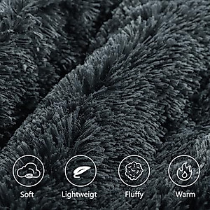 Aisbo Faux Fur Duvet Cover Queen - Fuzzy Plush Shaggy Duvet Cover Queen Size with Button Closure, Soft Fluffy Comforter Cover Set 90x90 Inches with 2 Pillow Shams for Winter, Grey