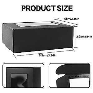 FSWCCK 50 Pcs Small Rectangle Kraft Paper Boxes with Clear Window, 3.34'' x 2.36'' x 1.18'' Mini Soap Treat Gift Box for Candy, Bakery, Chocolate, Jewelry Display, Party Favors