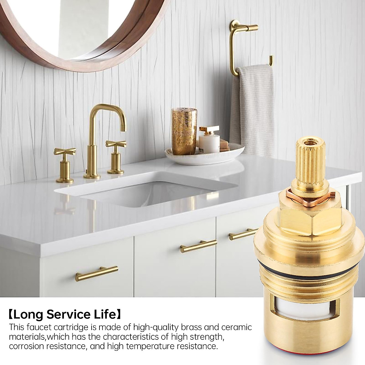 Faucet Cartridge Replacement for Kohler 1000188, Ceramic Valve Faucet Replacement Parts use in Deck Faucets with 3/4 inch Valves (Hot Cartridge 1000188)