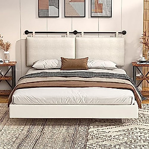 BSHOMGI Headboard for Queen Size Bed, Wall Mounted Headboard with Linen Queen Headboard Only Height Adjustable Beige Head Boards for Bedroom(Beige, Queen)