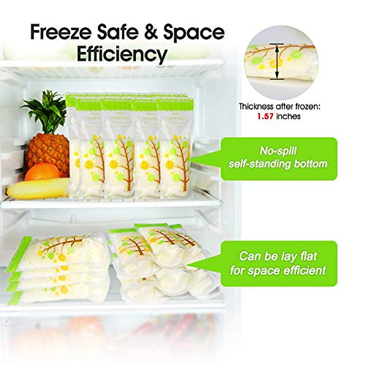 Bimirth Breastmilk Storage Bags, 112 Count BPA Free Convenient Milk Storage Bags for Breastfeeding, 8oz/235ml, 2 Easy Pouring Spouts & Self-Standing Design