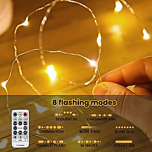 HXWEIYE 300LED Fairy Curtain Lights, USB Plug in 8 Modes Christmas Fairy String Hanging Lights with Remote Controller for Bedroom, Indoor, Outdoor, Weddings, Party, Decorations（9.8x9.8Ft, Warm White）