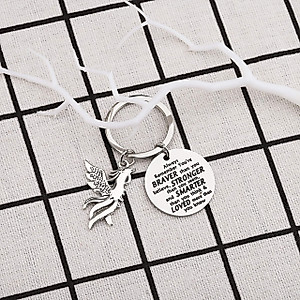 BAUNA Phoenix Keychain Rising Phoenix Bird Pendant Always Remember You’re Braver Than You Believe Inspiration Jewelry Gift for Phoenix Lovers Graduates (Phoenix Keychain)