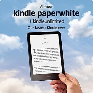 All-new Amazon Kindle Paperwhite (16 GB) – Our fastest Kindle ever, with new 7" glare-free display, and weeks of battery life – Black + 3 Months Free Kindle Unlimited (with auto-renewal)