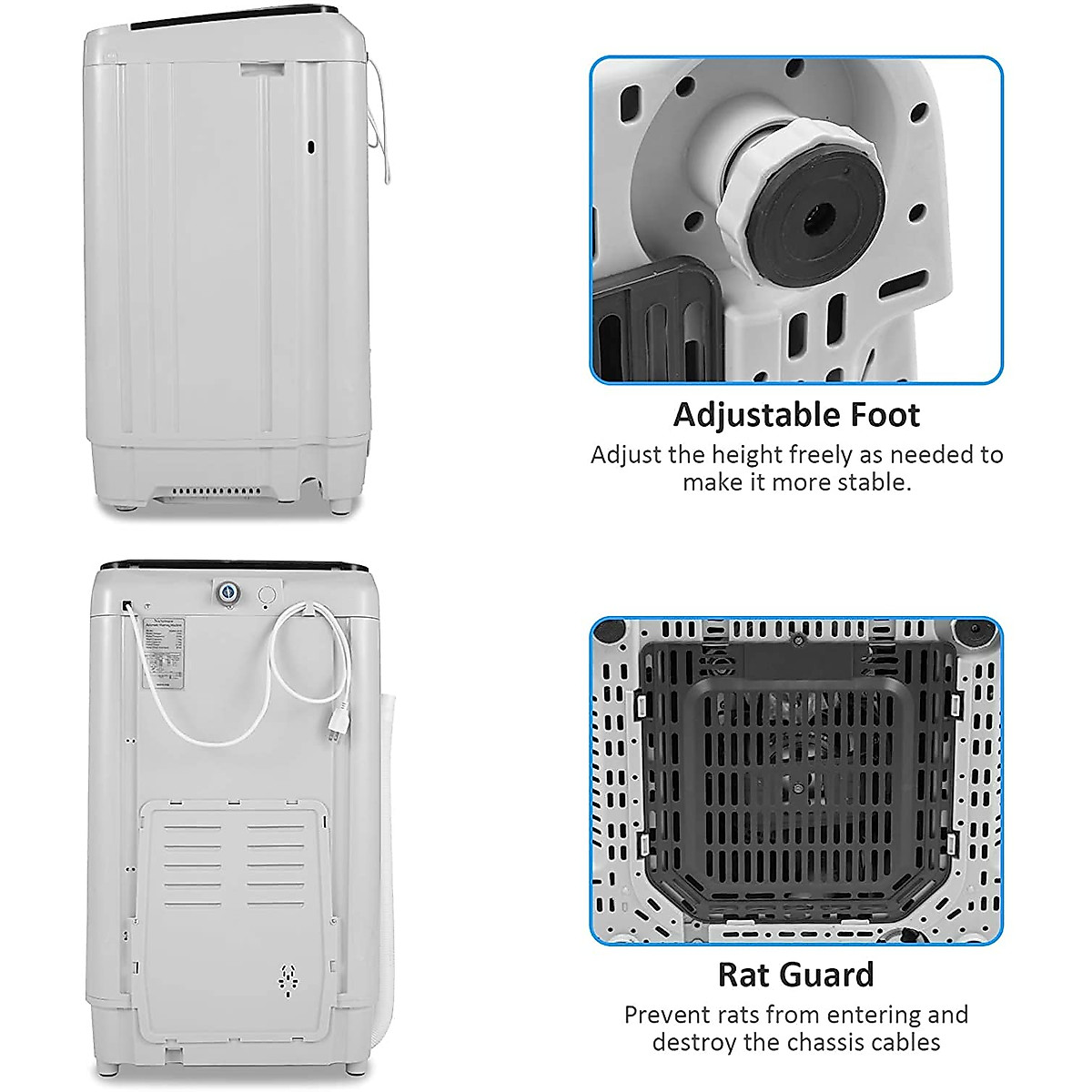 Nictemaw Portable Washing Machine, 17.8Lbs Capacity Full Automatic Compact Laundry Washer, 2.3 Cu.ft Portable Washer with 10 Wash Programs & 8 Water Levels & Drain Pump for Apartment, RV, Dorm