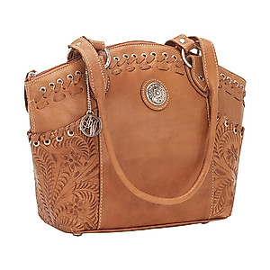American West Leather Harvest Moon Ladies Zip-Top Bucket Tote