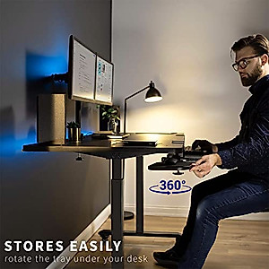 VIVO Small Keyboard Tray and Mouse Pad Combo, Sturdy C Clamp Mount System, Wooden Rotating Computer Mouse Pad and Device Holder for Desk, Easy Slide Out Drawer for Typing, MOUNT-KB05MS