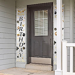 Happy 12th Birthday Porch Sign Door Banner Decor Gray – Cheers to 12 Years Old Party Theme Decorations for Boys Girls Supplies