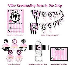 Glamour Girl Cupcake Kit - 24 Glamour Girl Cupcake Toppers and 24 Cupcake Wrappers - Glamour Girl Party Supplies - Glamour Girl Party Decorations - Cupcake