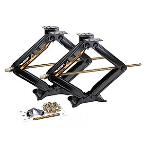 LIBRA 24" 6K lbs RV Trailer Camper Stabilizer Leveling Scissor Jacks w/Dual Power Drill sockets & mounting Hardware Set-Set 2