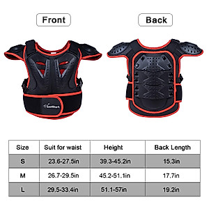 Seahouse Children Bicycle Motorcycle Armor Vest Back Protector Men's Armored Street Racing Jacket+1pc RANDOM bandana (Red, S)