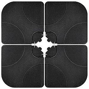 Artpuch 4pcs Square Offset Umbrella Base Plastic Cantilever Patio Umbrella Base, Water/Sand Filled Umbrella Base (176lbs, Dark Black)