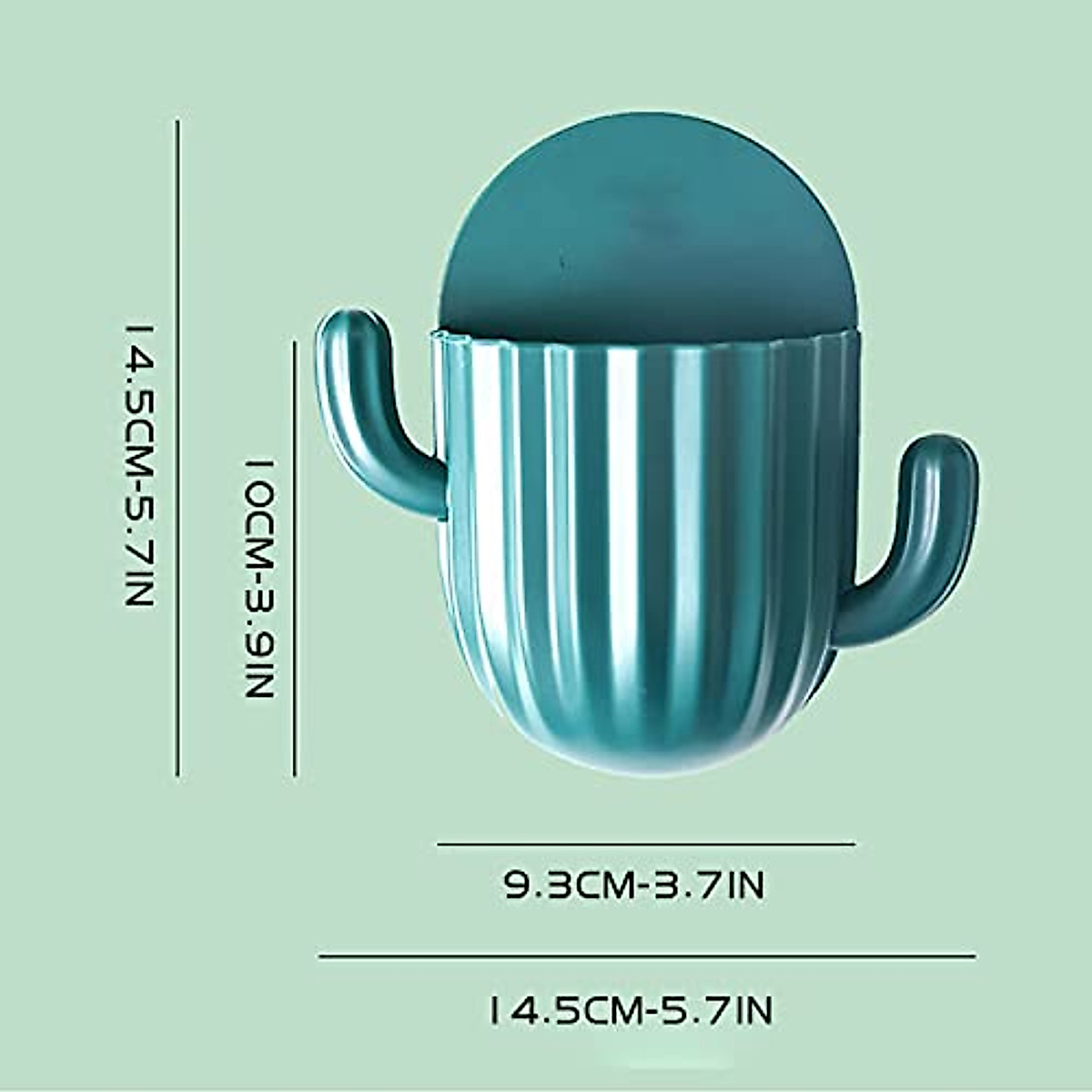 Gecau 4PC Cactus Shape Storage Box - Punch-Frees Cartoon Soap Holder - Wall Mounted Makeup Tool Container for Shower Toilet Bathroom Kitchen