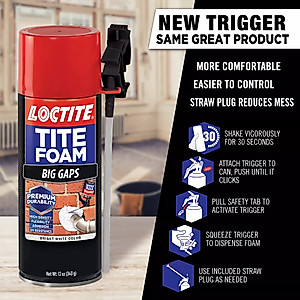 Loctite Tite Foam Big Gaps Spray Foam Sealant, Polyurethane Expanding Foam Insulation - 12 fl oz Can, Pack of 1