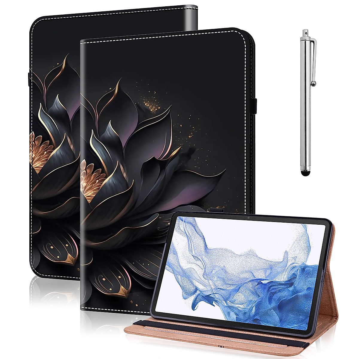 VODEFOX Case for Samsung Galaxy Tab A7 Lite 8.7 inch 2021 Case SM-T220 / T225 Premium PU Leather Folio Stand Flip Cover with Card Slot Pen Holder for Galaxy Tab A7 Lite Tablet - Purple Lotus