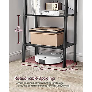 VASAGLE Ladder Shelf, 5-Tier Bookshelf, Storage Rack, Bookcase with Steel Frame, for Living Room Home Office, Kitchen, Bedroom, Industrial Style, Ebony Black + Black