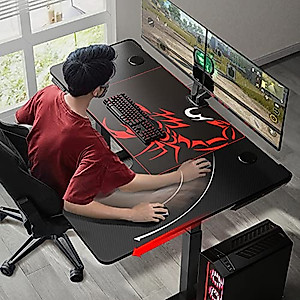 EUREKA ERGONOMIC Standing Desk L Shaped, 60 Inch Gaming Desk, Electric Height Adjustable Dual Motor, Rising Sit Stand Up Corner Desk for Computer Home Office, Smart Memory Preset Mousepad, Right