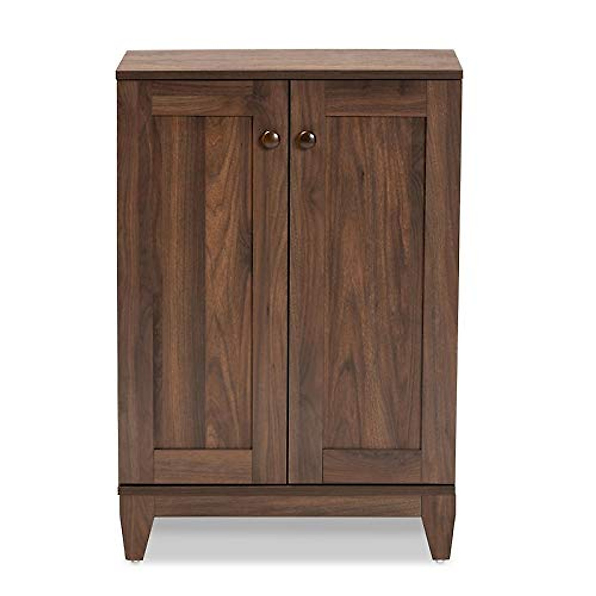Baxton Studio Nissa Walnut Brown Finished Wood 2-Door Shoe Storage Cabinet