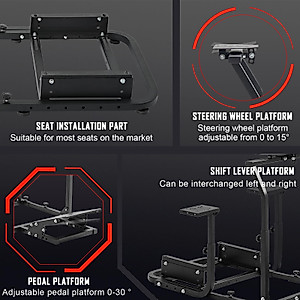 Hottoby G29 Racing Simulator Cockpit Fit for Logitech/Thrustmaster G25 G923 G920 Stability Upgrade and Multi-level Adjustment,No Handbrake,Pedals,Steering Wheel & Seat