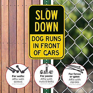 Sigo Signs Dogs at Play Sign, Slow Down Dog Runs in Front of Cars, Large 12x18 3M Reflective (EGP) Heavy .63 Aluminum,Weather/Fade Resistant, Easy Mounting, Indoor/Outdoor Use, Made in USA