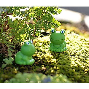 Exasinine 20 Pcs Resin Mini Frogs Green Frog Miniature Figurines Fairy Garden Miniature Moss Landscape DIY Terrarium Crafts Ornament Accessories for Home Décor