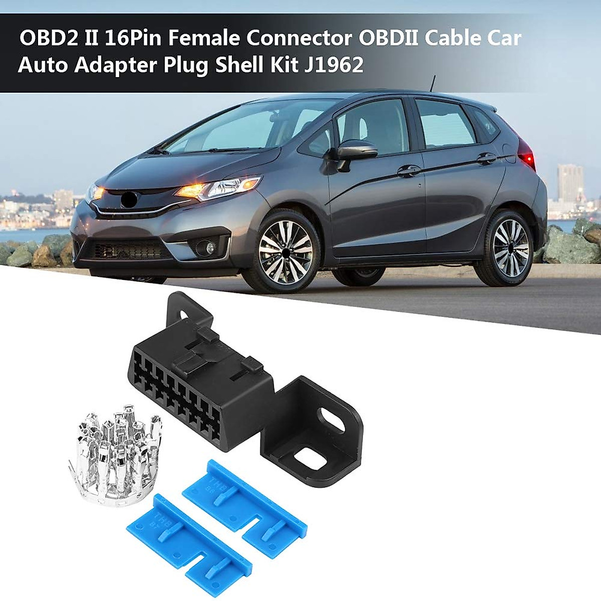 Female Connector Kit, OBD2 II 16Pin Female Connector OBDII Cable Car Auto Adapter Plug Shell Kit for J1962