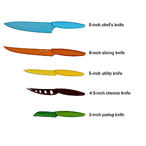 Oceanstar KS1217 Non-Stick Coating knife set with Block, Elegant Black, 6-Piece