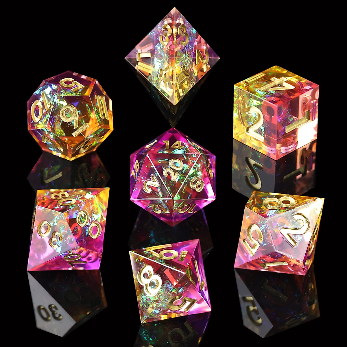 DND Dice Set 7Pcs Polyhedral Sharp Edges Dice for D&D Dungeons and Dragons RPG Player(Rose Citrine)…