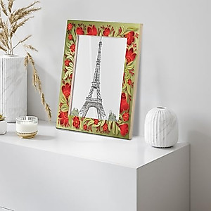 Yzrwebo Tropical Floral 8x10 Picture Frame Red Flower Leaves Wood Photo Frames High Transparent Horizontal and Vertical Tabletop Display or Wall Mounting for Family Home Gallery Office