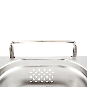 Restaurantware One Third (1/3rd) Perforated Steam Table Pan - 2.5" Deep - Collapsible Handles - Anti Jam - Commercial Grade Stainless Steel - 1ct Box - Met Lux