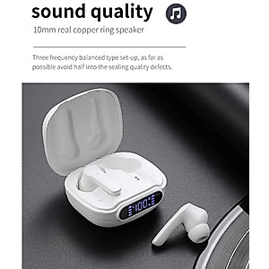 Wireless Earbuds, Bluetooth Ear Buds HiFi Stereo Sound Deep Bass Headphones with LED Charging Case for T-Mobile REVVL 6 Pro Touch Control, Noise Cancelling Mic, IPX7 Waterproof Earphones