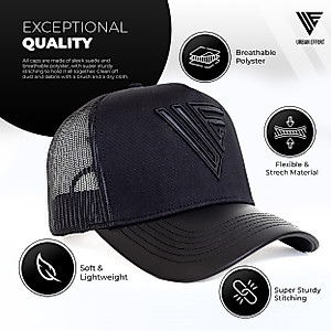 Urban Effort Mesh Back Cap - for Men Baseball Hat 5-Panel Trucker Hat Snapback Closure for Outdoors (Trucker Hat, Black)