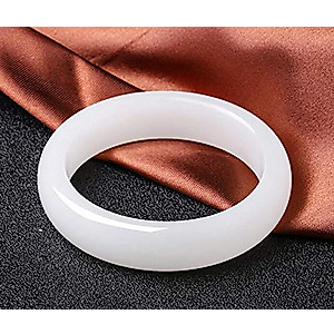 China Natural White Nephrite Jade Bracelets Bangle 52-64mm with Gift Box Free (61-62mm)