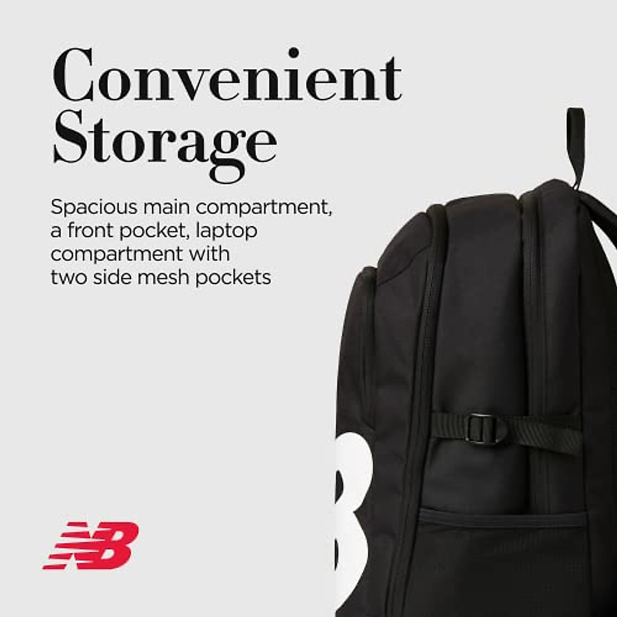 Concept One New Balance Laptop Backpack, Sports Travel Gym Bag for Men and Women, Black, 18 Inch