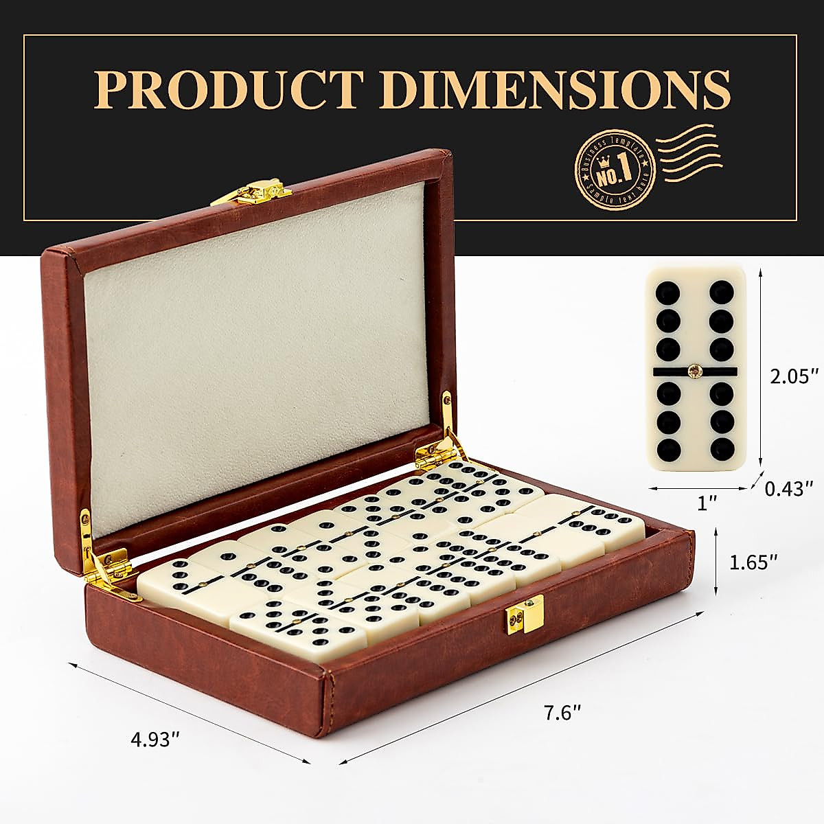 ZOOCEN Double 6 Dominoes Set in Leatherette Case (28 Tiles with Spinner), Ivory