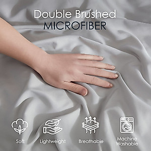 Hearth & Harbor Light Grey Duvet Cover Queen Size - 3 Piece Queen Duvet Cover Set, Soft Double Brushed Queen Size Duvet Covers with Button Closure, 1 Duvet Cover 90x90 inches and 2 Pillow Shams