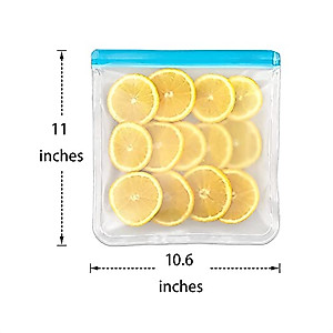 MOCHEE Reusable Gallon Freezer Bags 6 Pack Extra Thick Reusable Food Storage Bags Leakproof Gallon Storage Bags for Meat, Fruit ,Vegetable, Sandwich, Snack