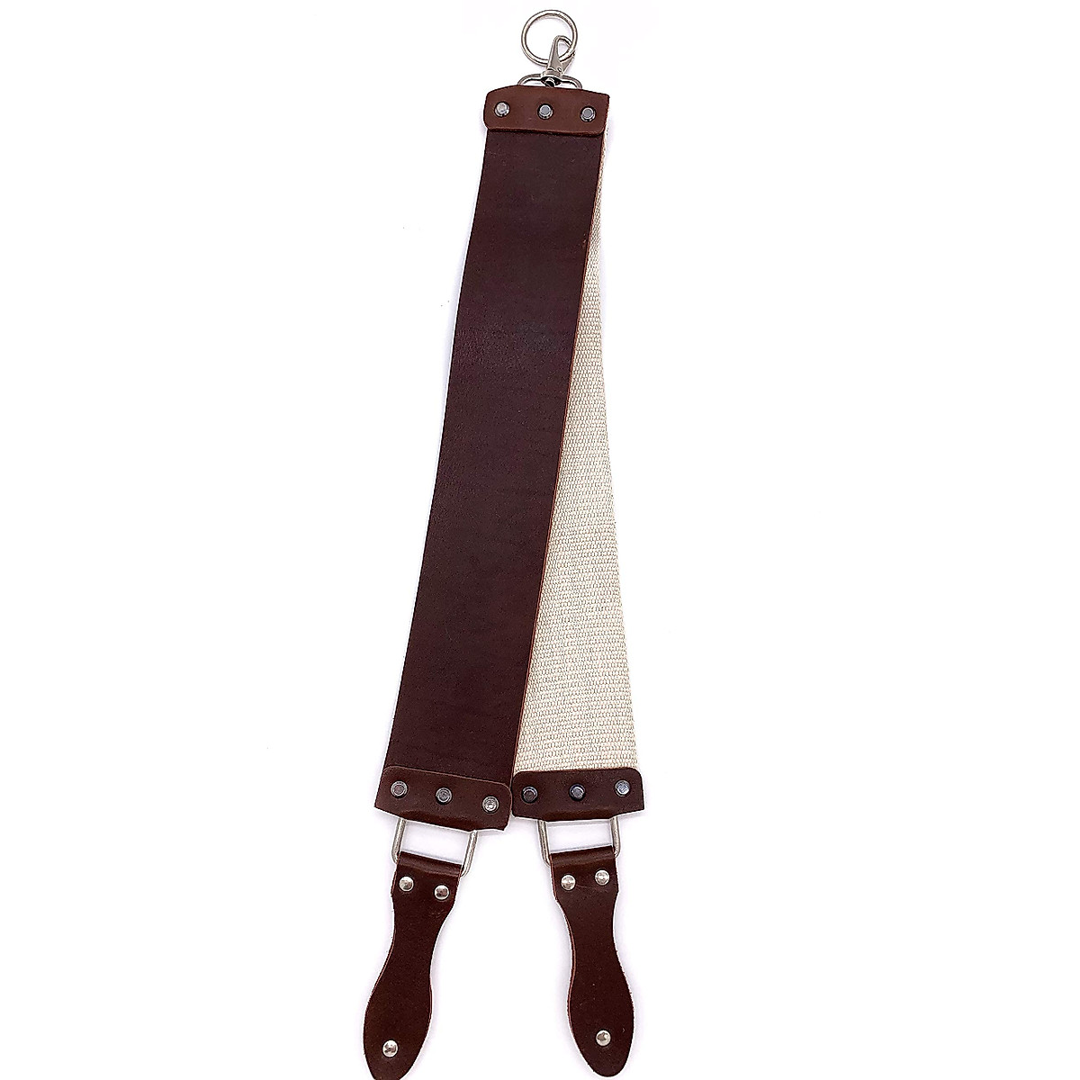 Razor Strop - Barber's Latigo Leather Straight Razor Strop. Dual Strap that will be a Great Addition for Any Straight Razor. PREMIUM LEATHER Strop for Sharpening. (Brown)