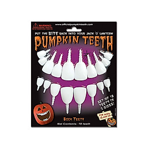 Halloween Pumpkin Carving Kit - Pumpkin Teeth for your Jack O' Lantern (White - 18 Fang, 18 Shark, 18 Buck)