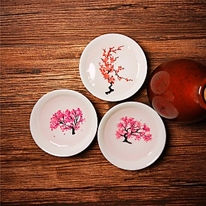 Japanese Cherry Blossoms Sake Cup, Cold and Hot Temperature Color Change Tea Cup, Magic Cherry blossoms Flower Display Ceramic Teacup Gift (HOT&COLD Changing Cherry Blossom)