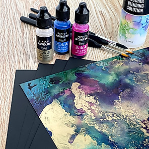 Black Alcohol Ink Paper - 25 Sheets Pixiss Heavy Weight Art Paper for Alcohol Ink & Watercolor - Extra Smooth Synthetic Paper A4 8x12 inches, 300gsm