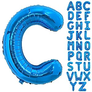 TONIFUL 40 Inch Large Blue Letter C Balloons Giant Alphabet Letter Balloons,Foil Mylar Big Balloons for Birthday Party Anniversary New Year Graduation Supplies Decorations