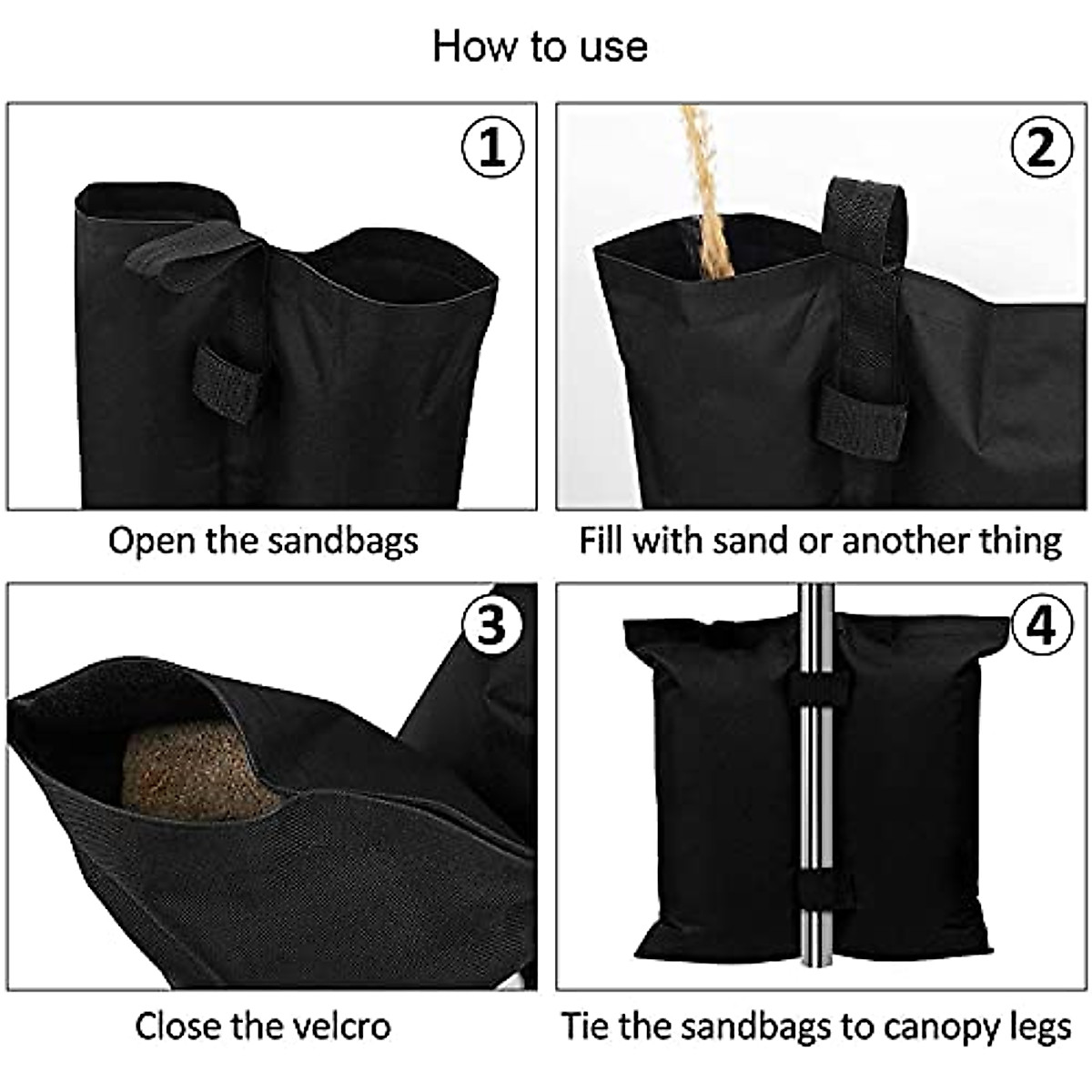 renlog Sand Canopy Weight Bags, 120 LBS Gazebo Tent Weights Sand Bags, 4 Pack (Without Sand)