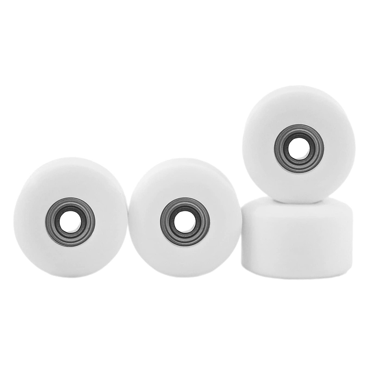 Teak Tuning Apex 61D Urethane Fingerboard Wheels - New Street Shape, 7.7mm Diameter - Ultra Spin Bearings - Made in The USA - White Snow Colorway