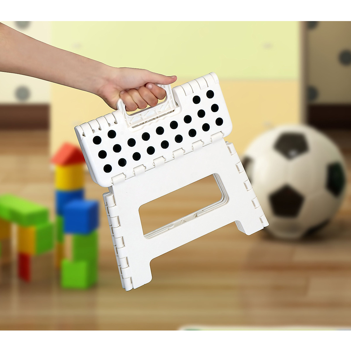 Utopia Home Folding Step Stool - (Pack of 1) Foot Stool with 9 Inch Height - Holds Up to 300 lbs - Lightweight Plastic Foldable Step Stool for Kids, Kitchen, Bathroom & Living Room (White)